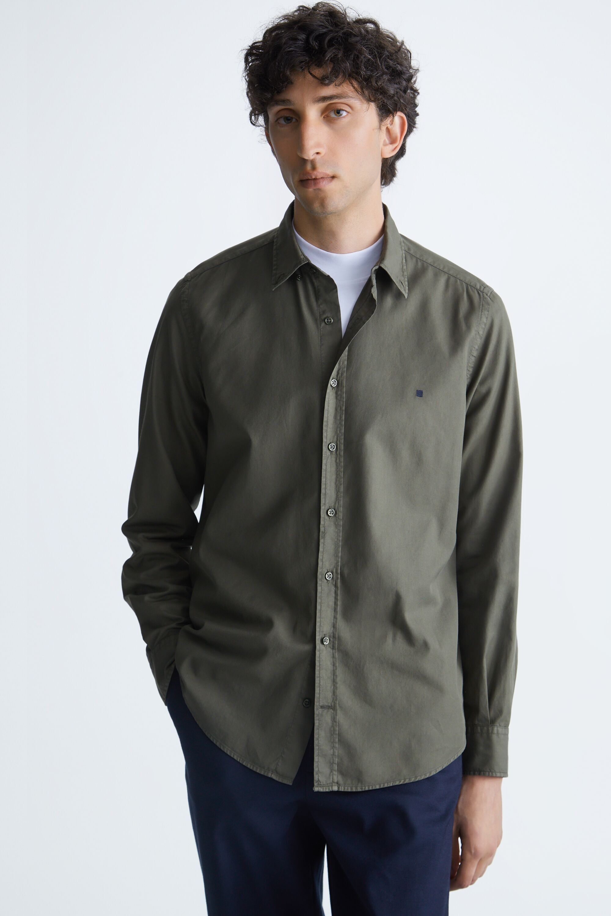 Camisa sarga verde caqui - Purificacion Garcia España