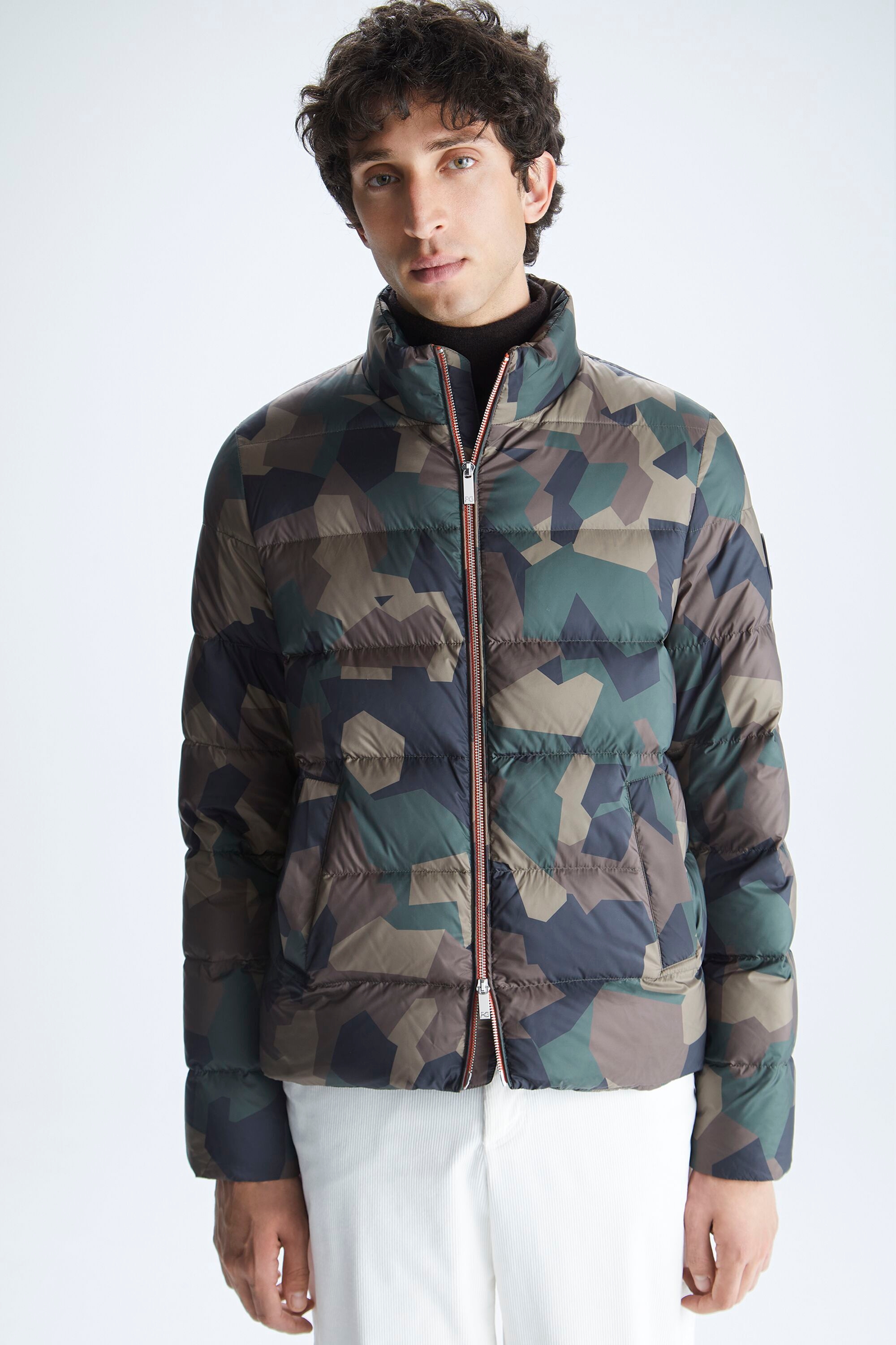 Quilted nylon down jacket brown/green - Purificacion Garcia United Kingdom