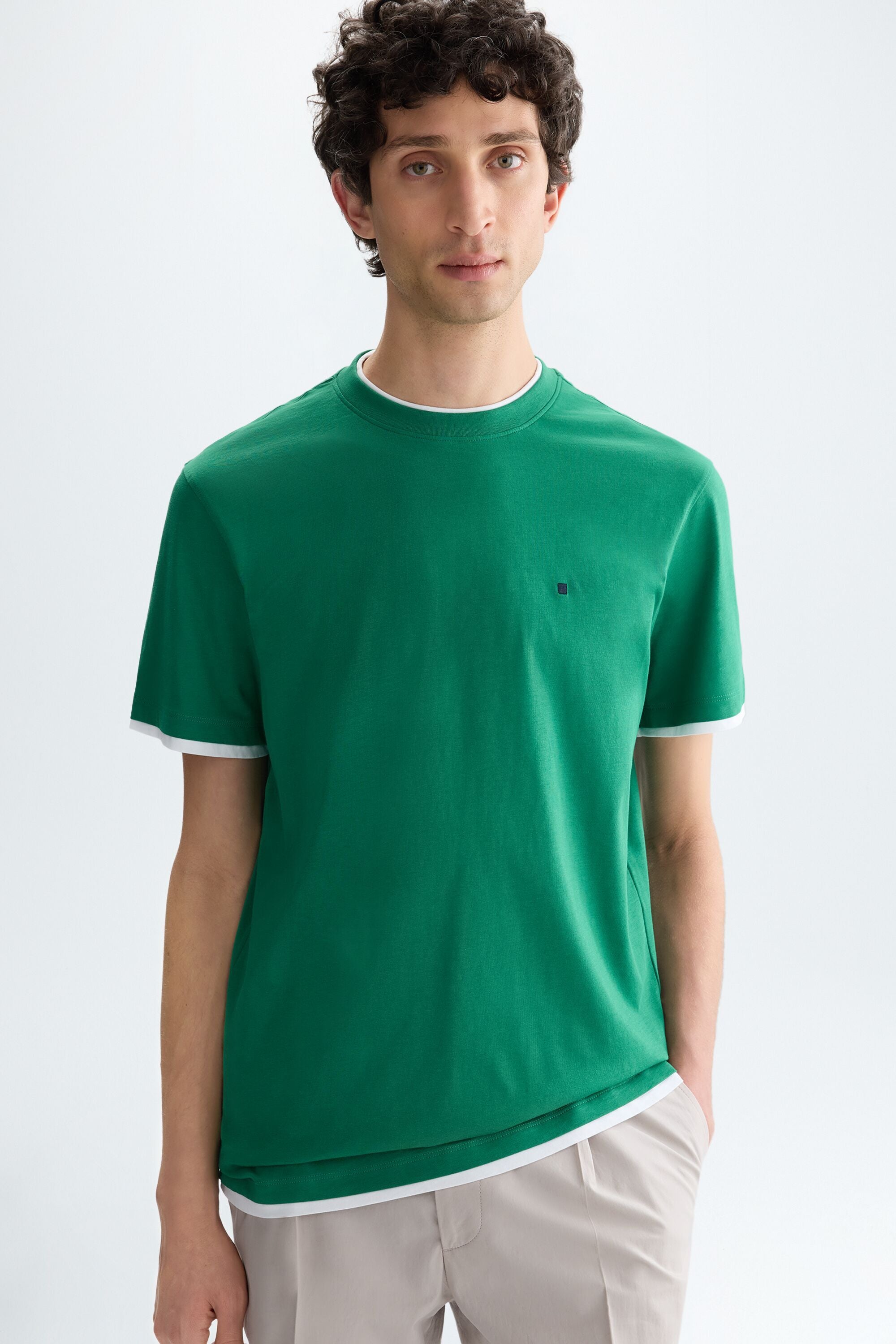 Cotton double t-shirt green - Purificacion Garcia United States