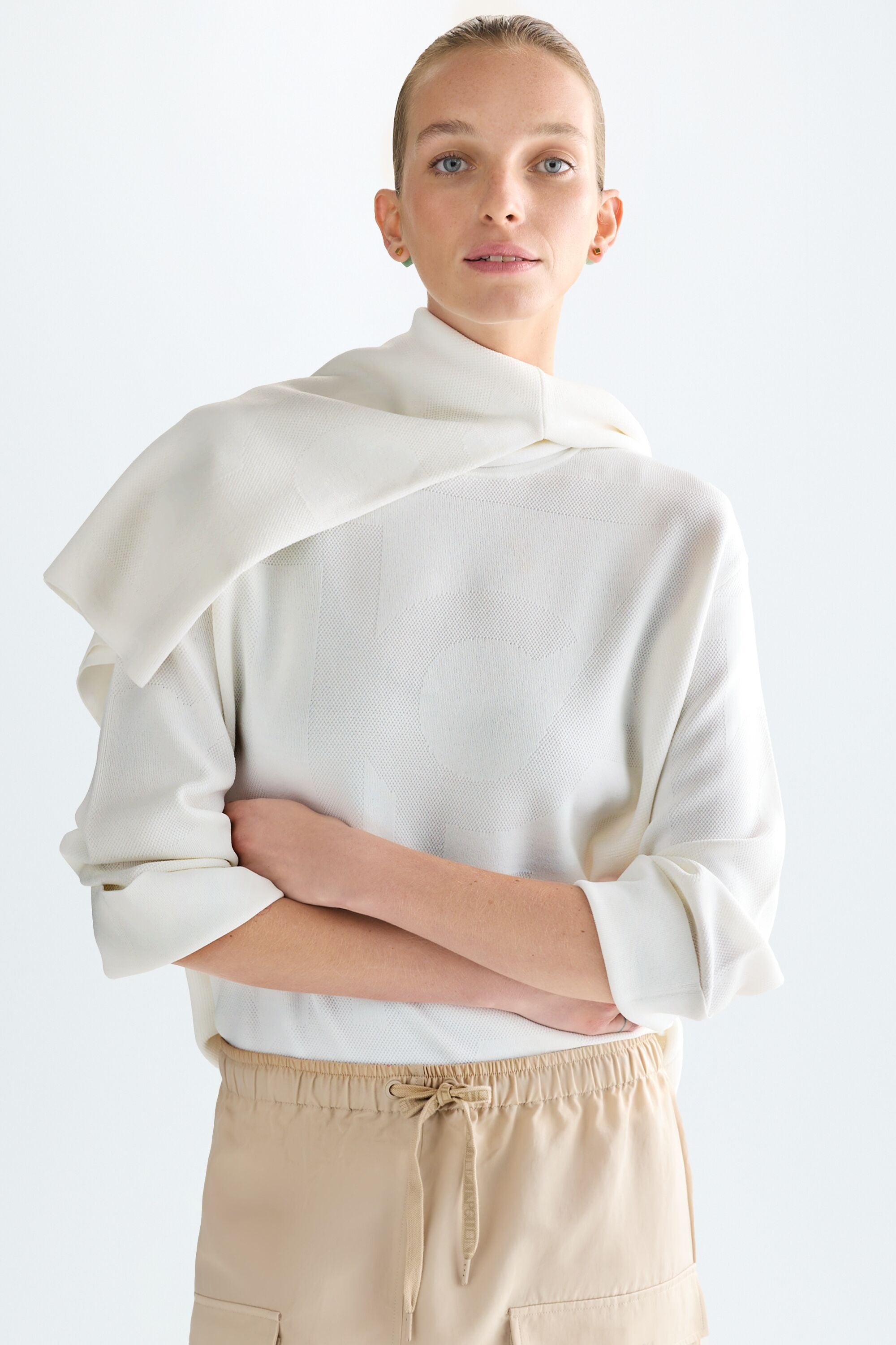 PG Lines stretch-knit straight-fit sweater ecru - Purificacion Garcia ...