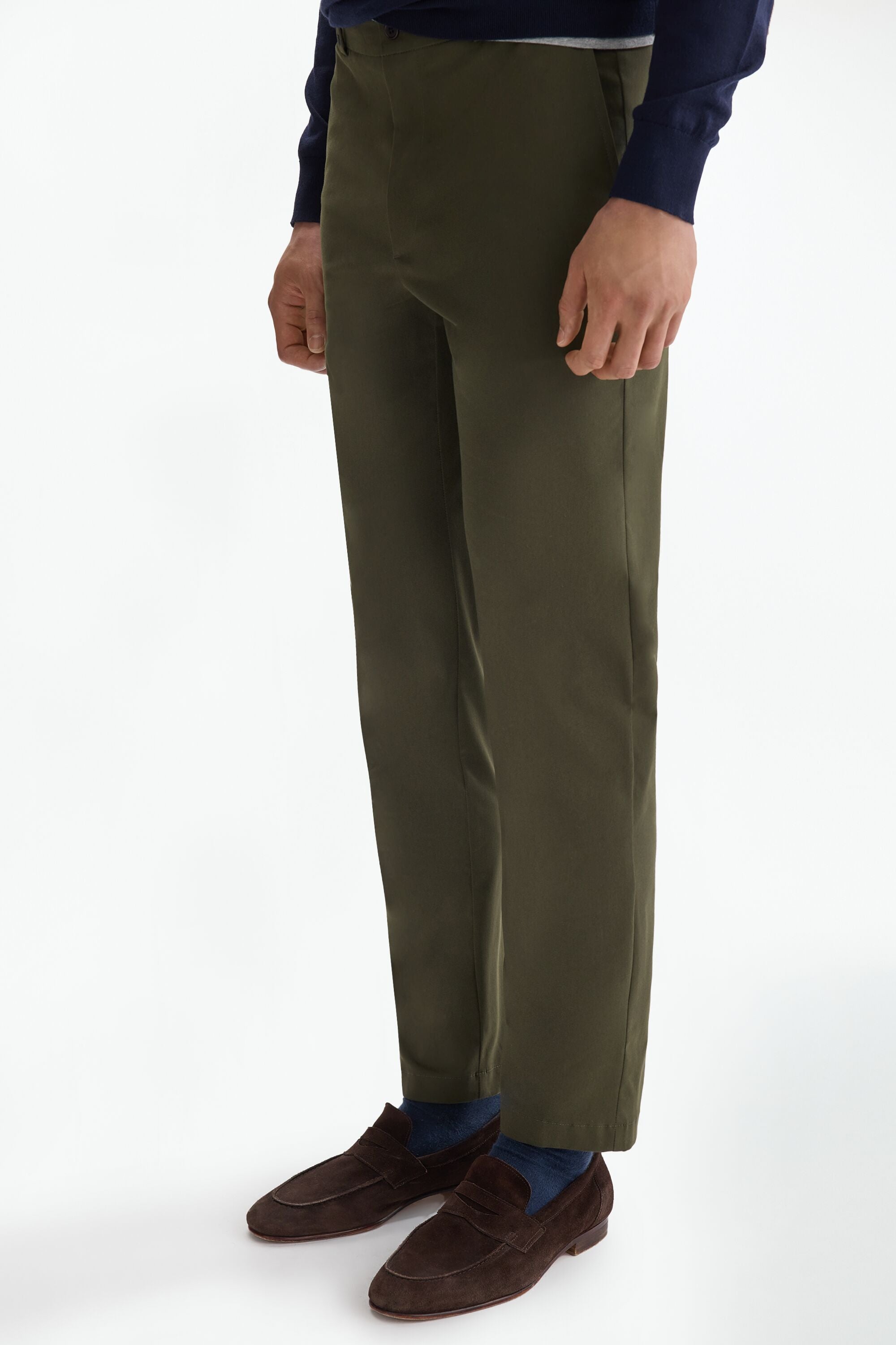 Pantalón chino regular fit sarga algodón verde caqui - Purificacion ...