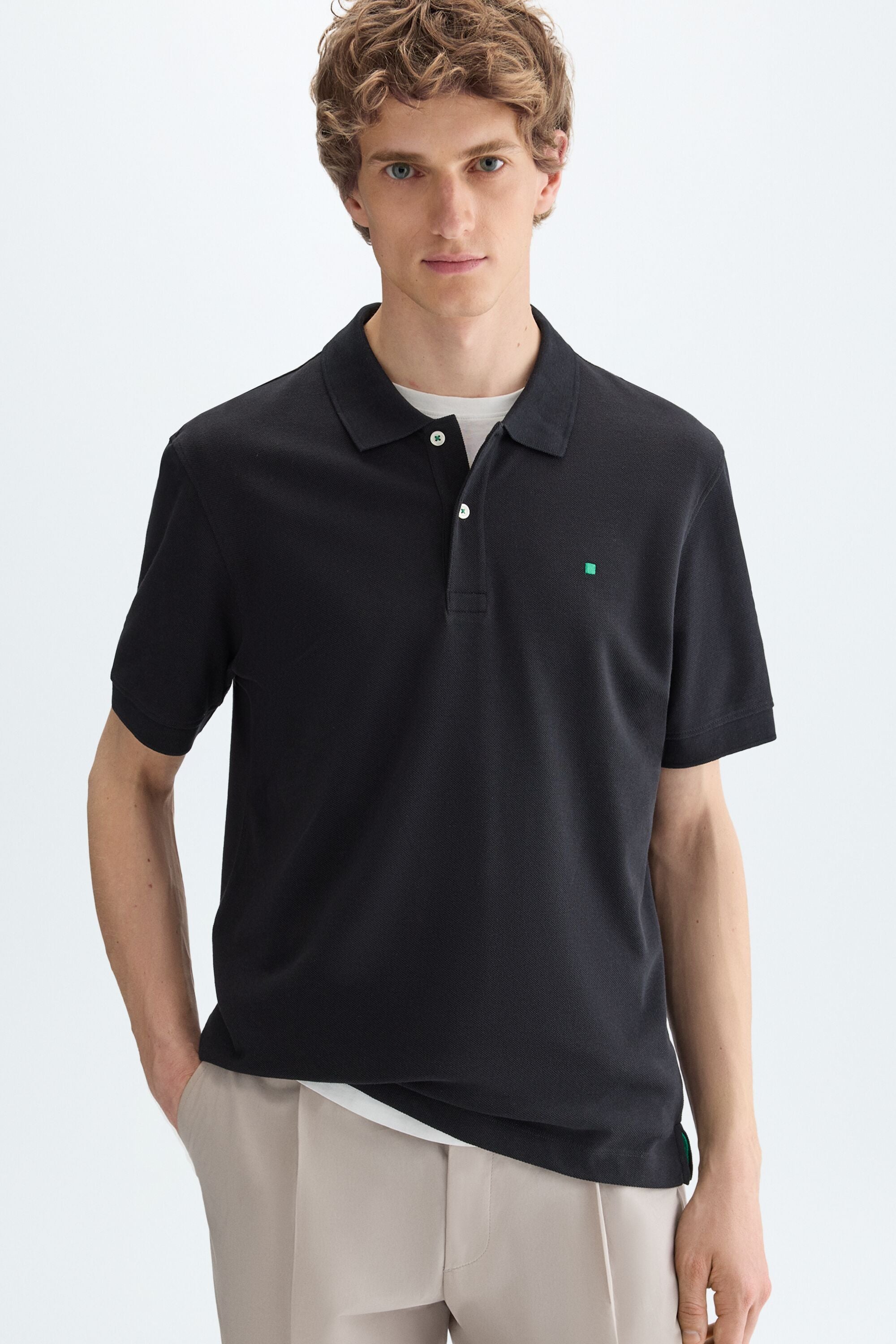 Piqué polo shirt black - Purificacion Garcia Sweden