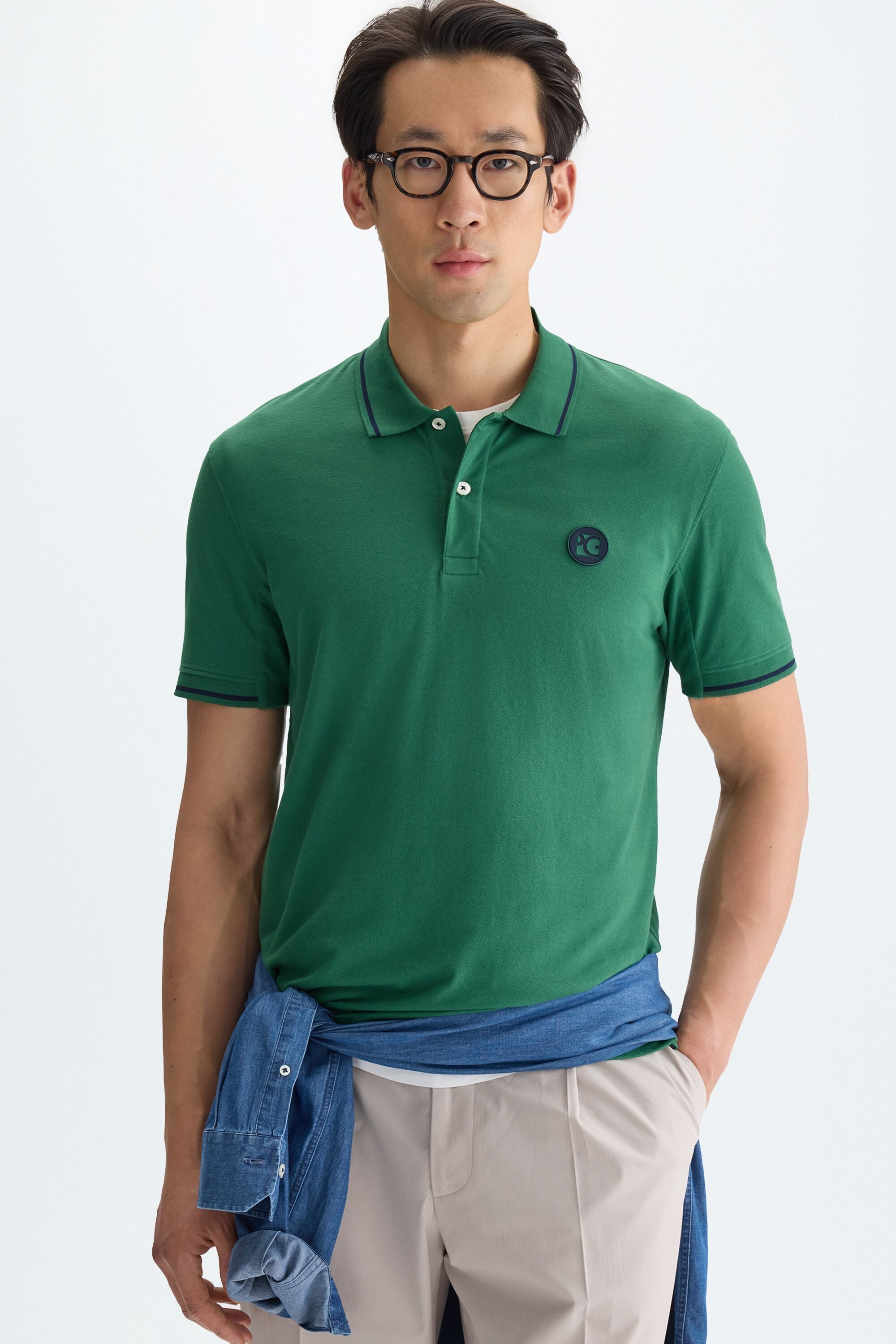 Polo slim fit piqué verde botella - Purificacion Garcia México