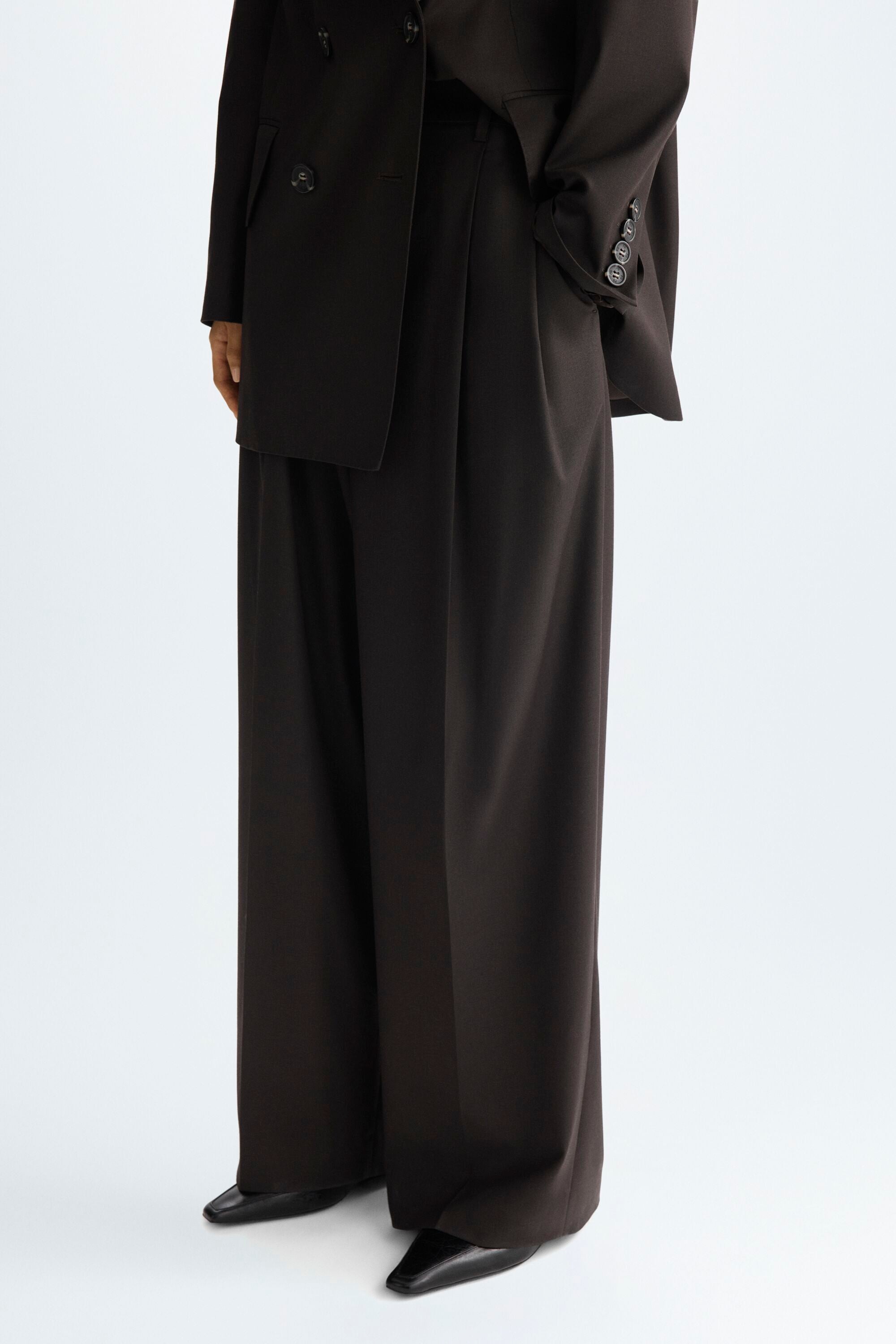 Pantalón sastre recto efecto lana fría chocolate - Purificacion Garcia ...