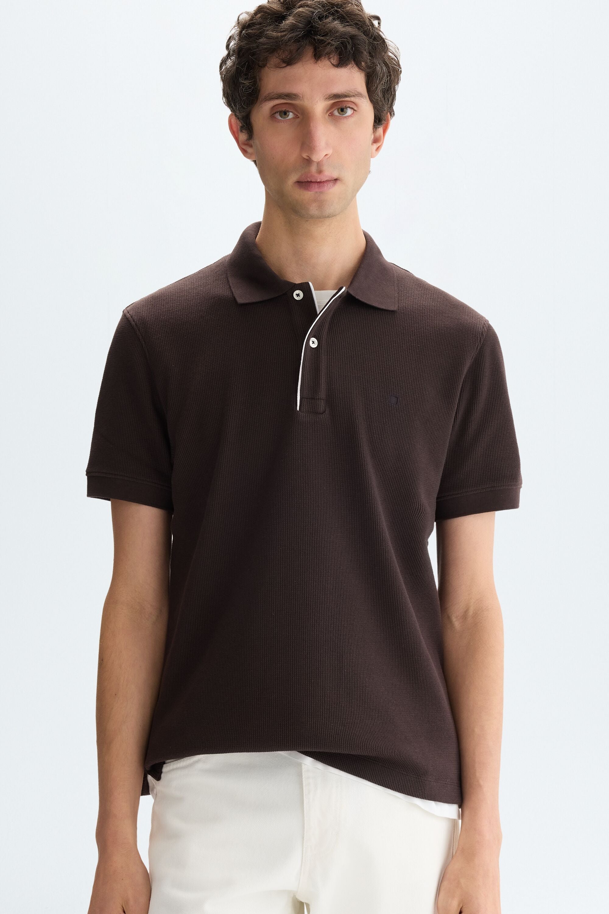 Textured polo shirt brown - Purificacion Garcia Germany