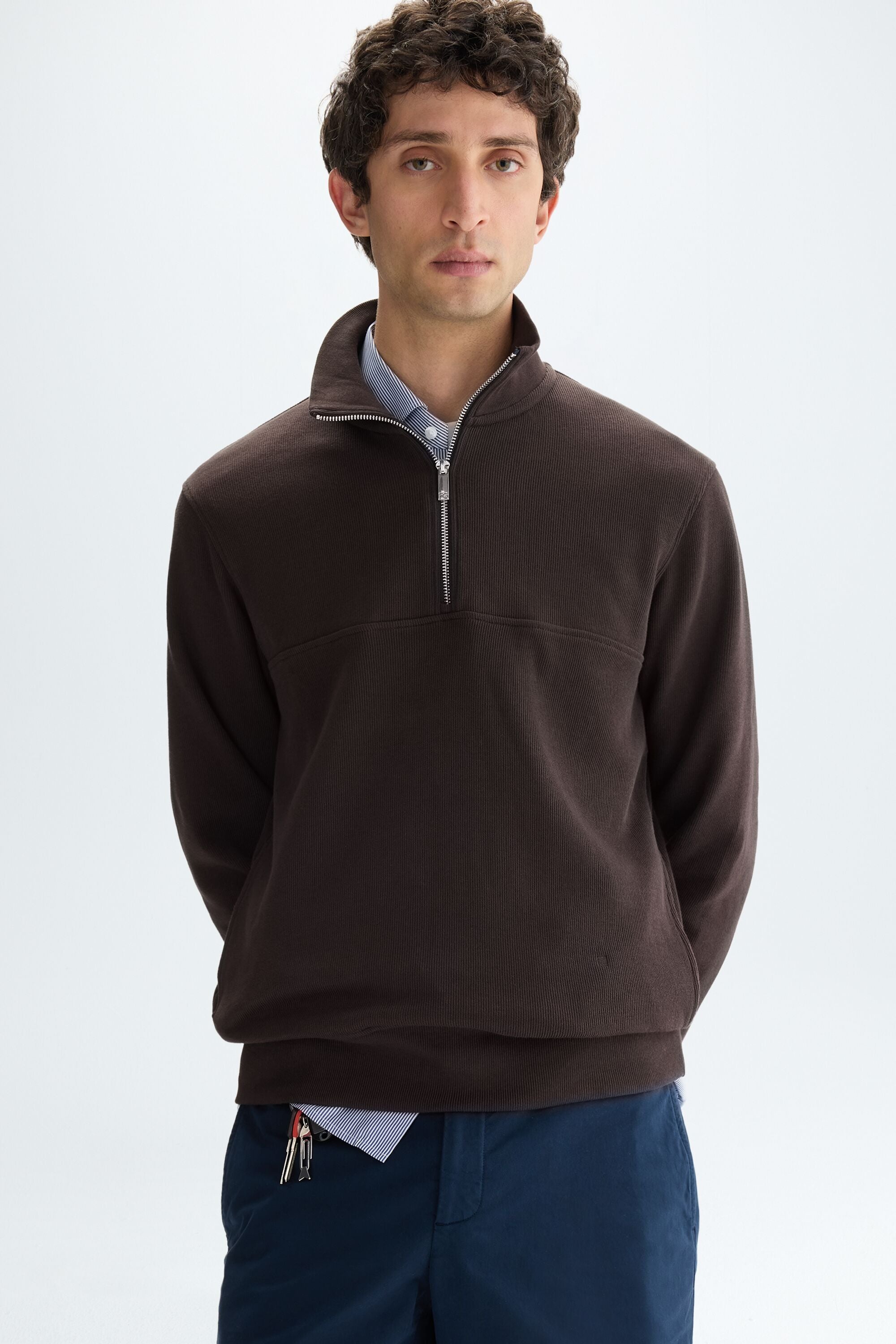 Interlock half-zip sweatshirt brown - Purificacion Garcia Germany