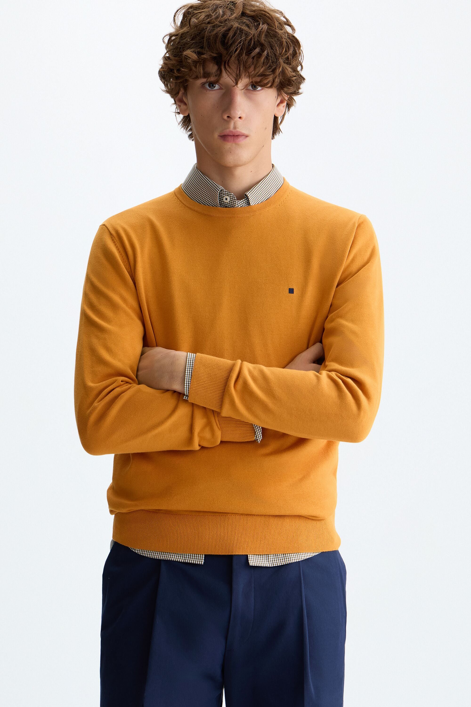 Pima cotton crew-neck sweater orange - Purificacion Garcia Portugal
