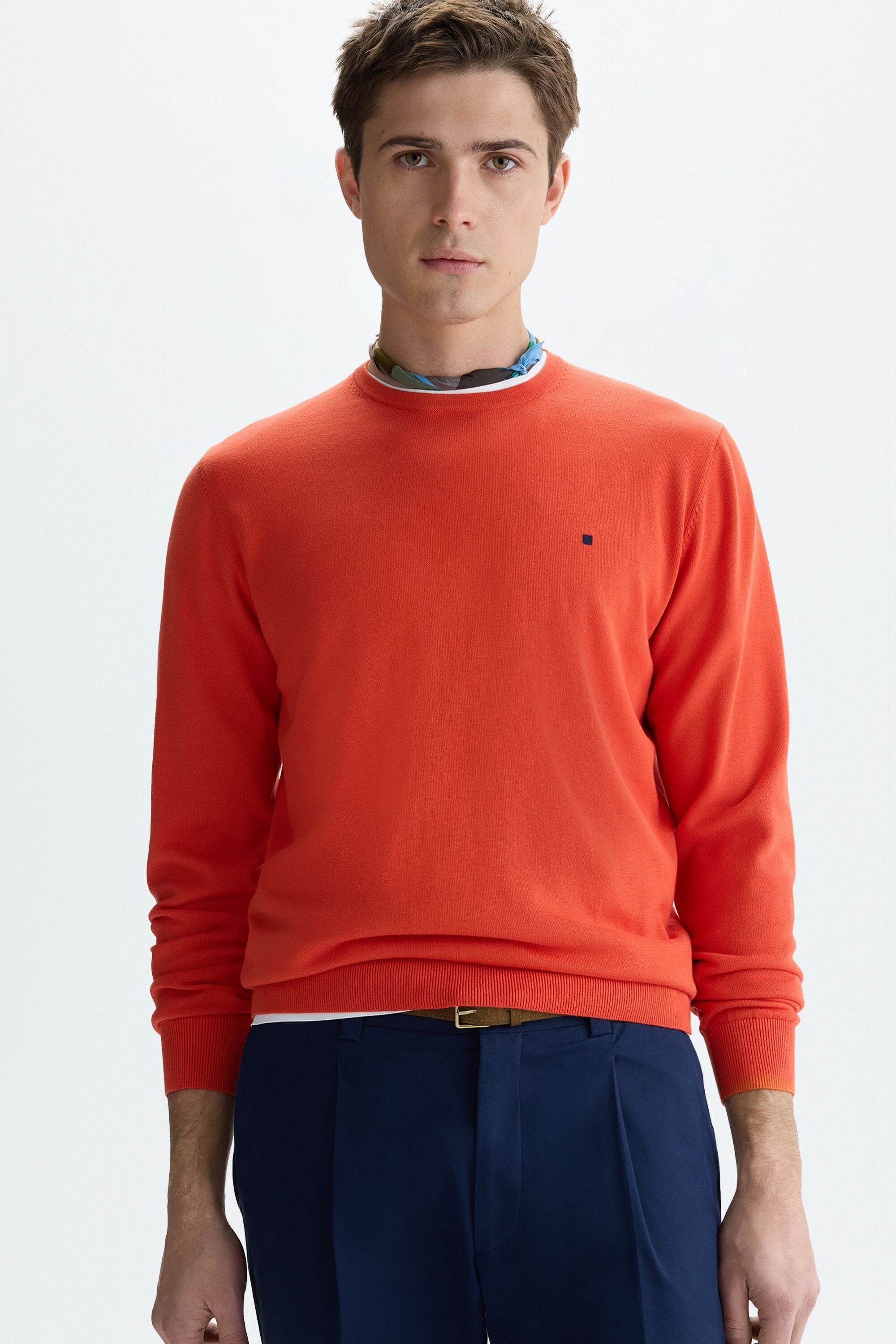Pima cotton crew-neck sweater tomato red - Purificacion Garcia Germany