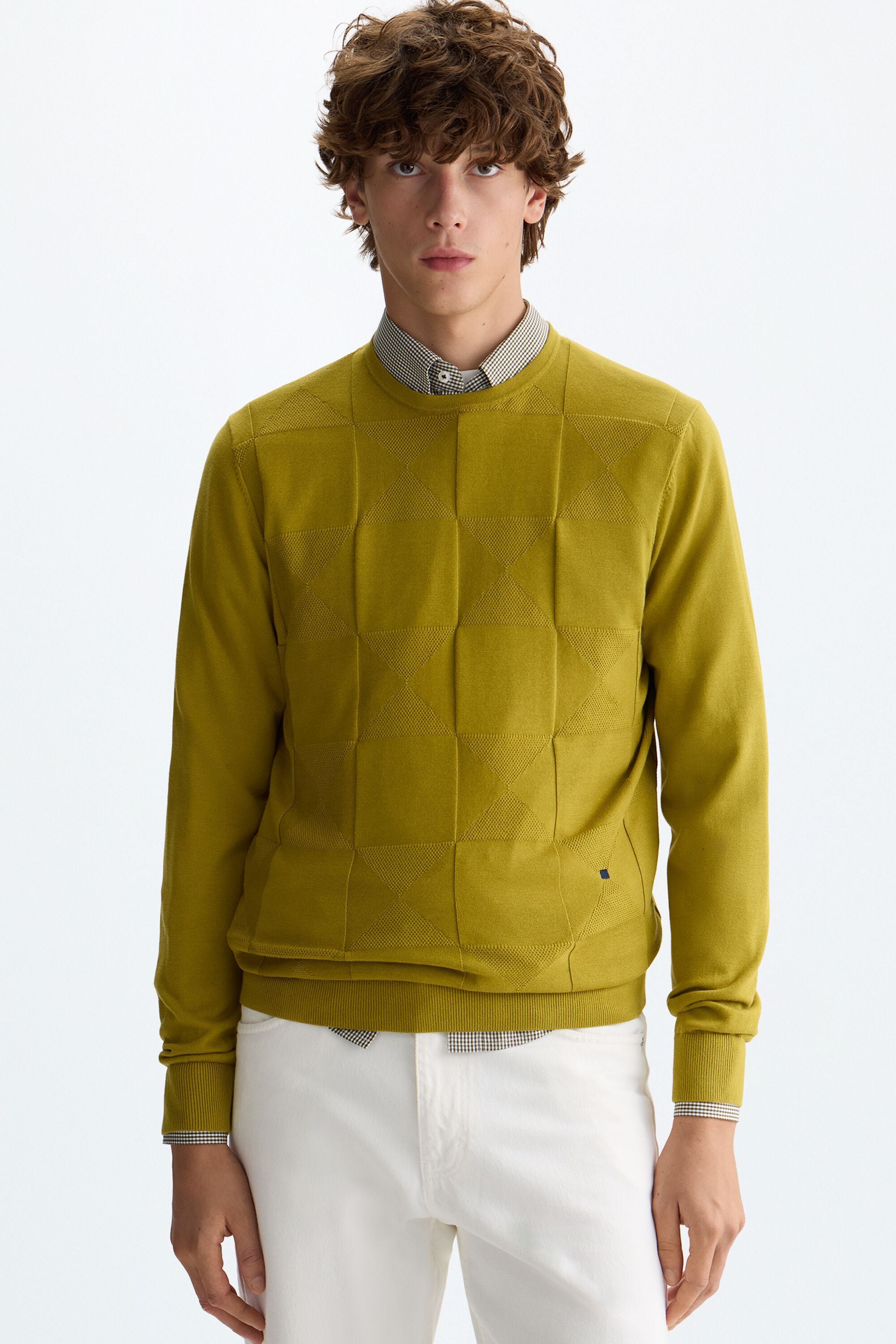 Jersey estructura Origami algodón pima verde oliva - Purificacion Garcia España