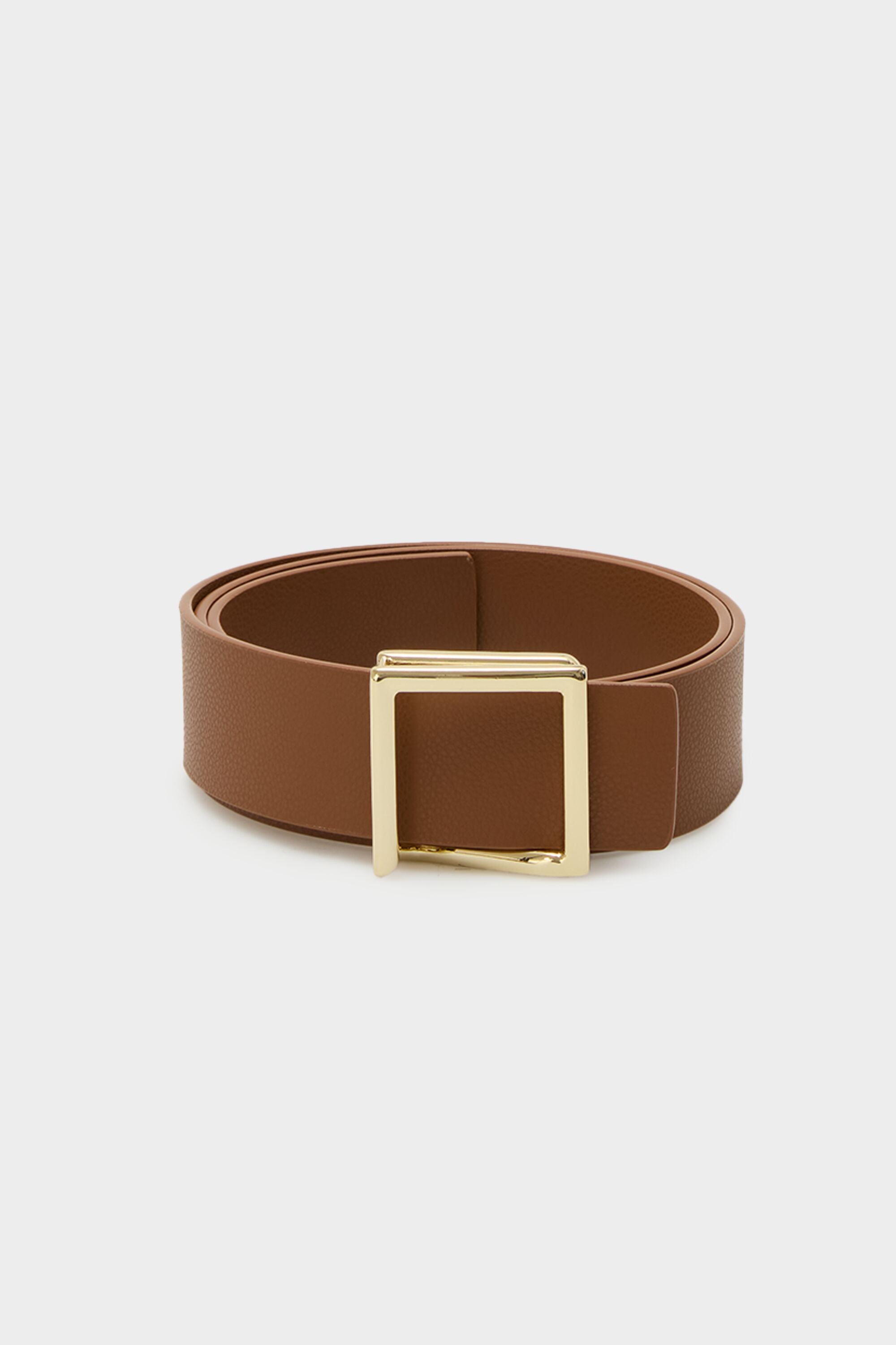 BLOCK LEATHER BELT brown - Purificacion Garcia United States