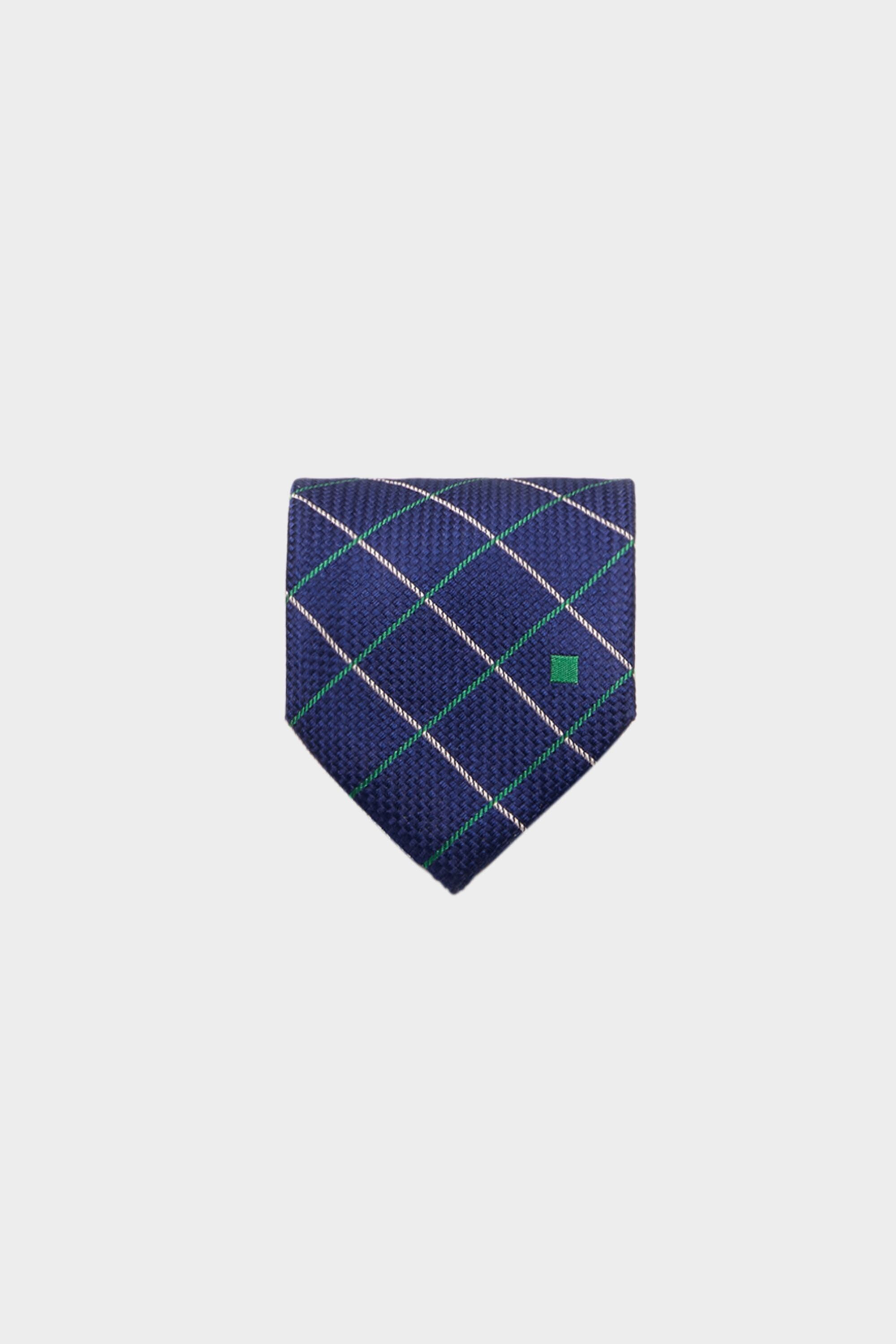 Corbata estructura seda cuadro ventana azul marino/verde/gris ...