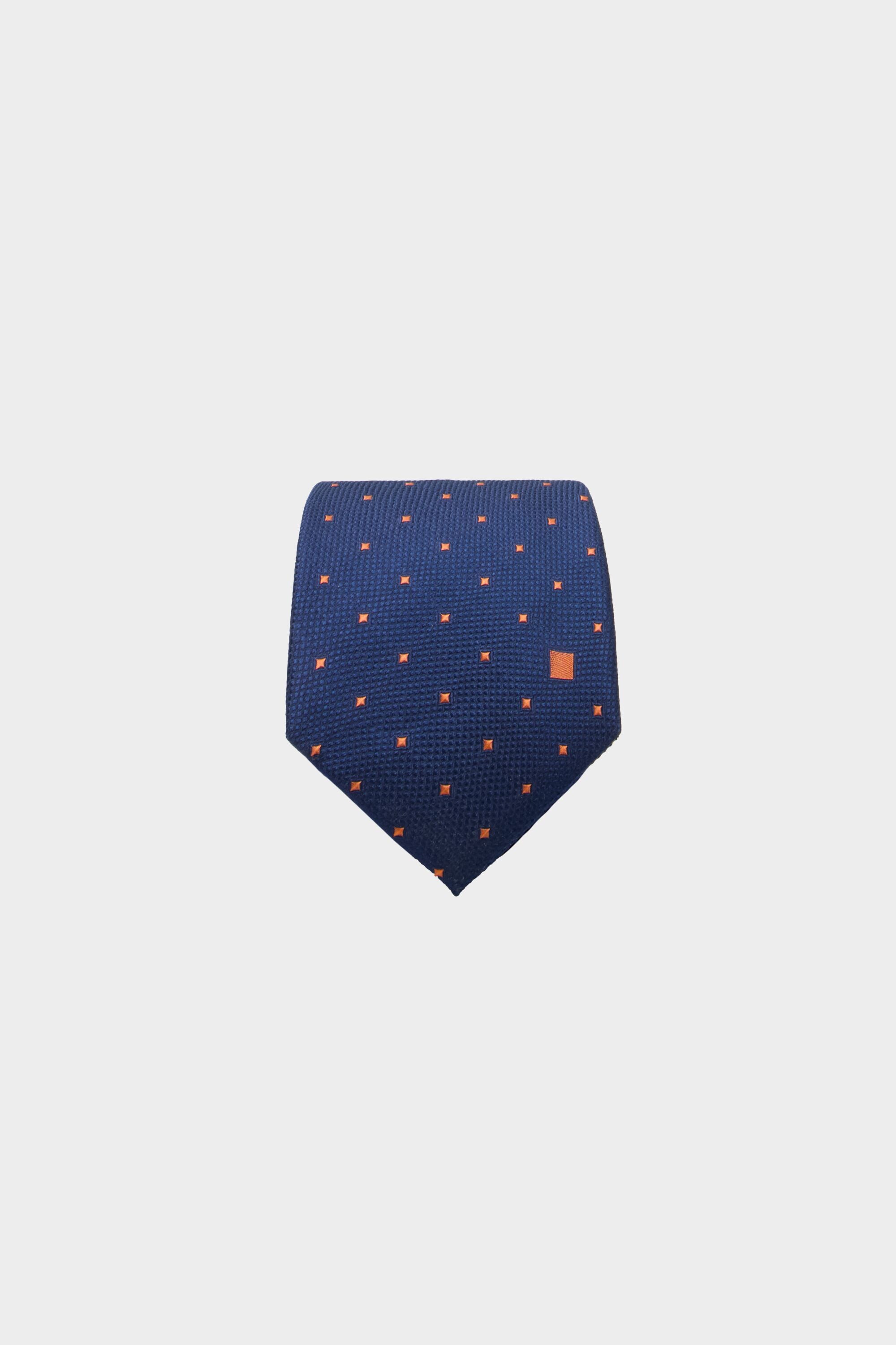 Mini cubes silk tie ink blue/orange - Purificacion Garcia United States