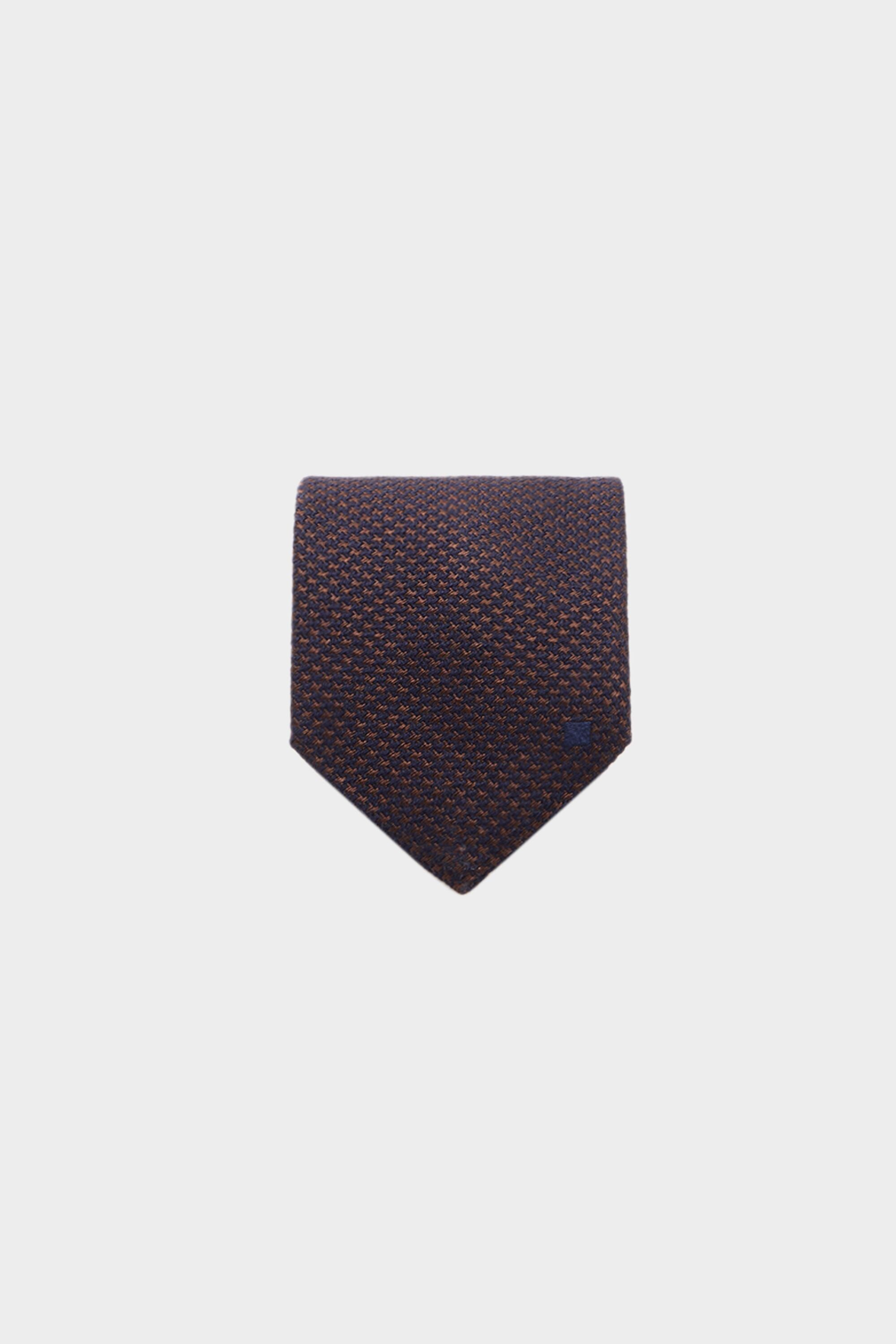Corbata estructura seda pata de gallo azul marino/marrón - Purificacion ...