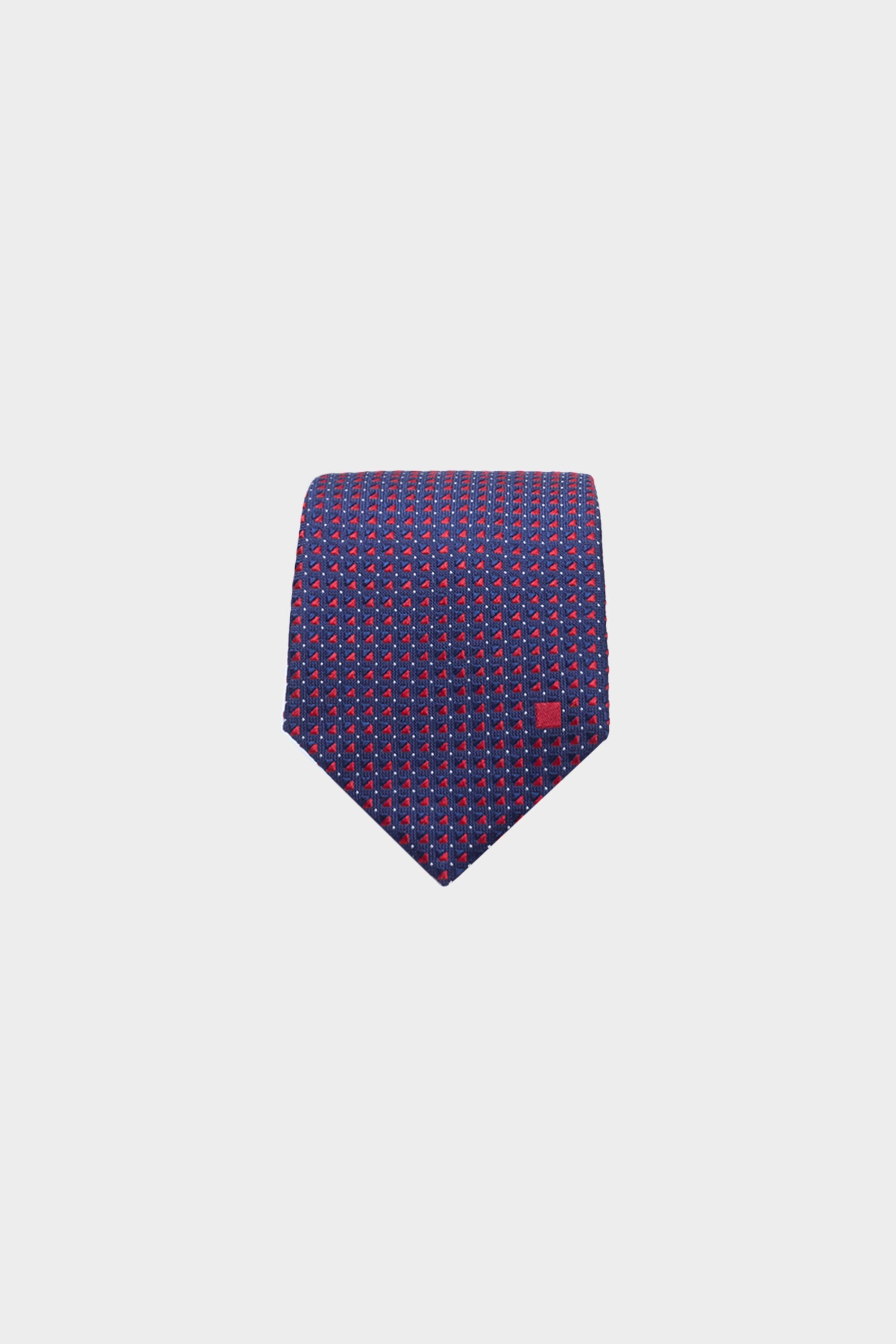 Corbata seda motivos azul marino/rojo - Purificacion Garcia España