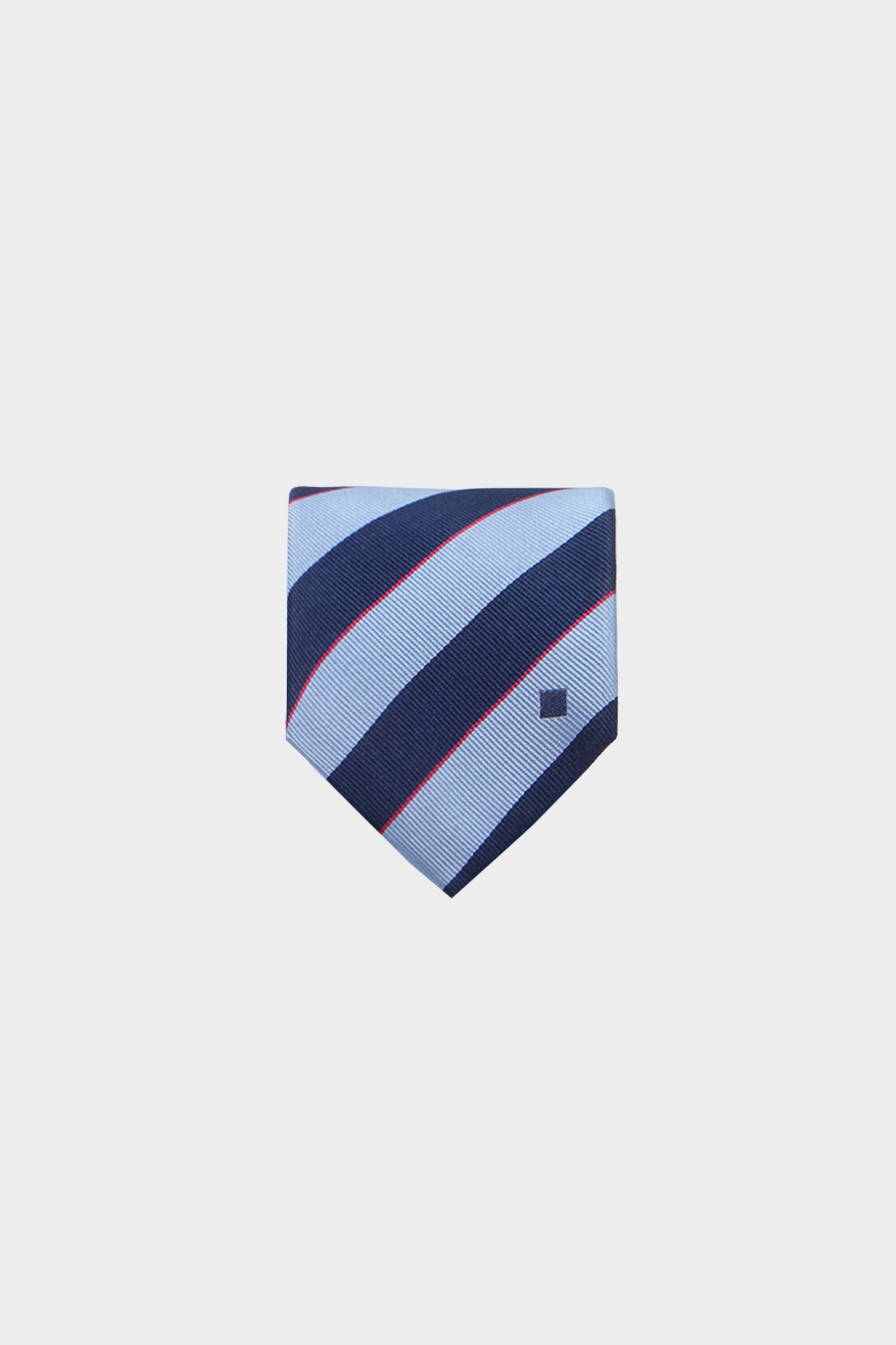 Corbata seda rayas azul marino/azul cerúleo/rojo - Purificacion Garcia ...