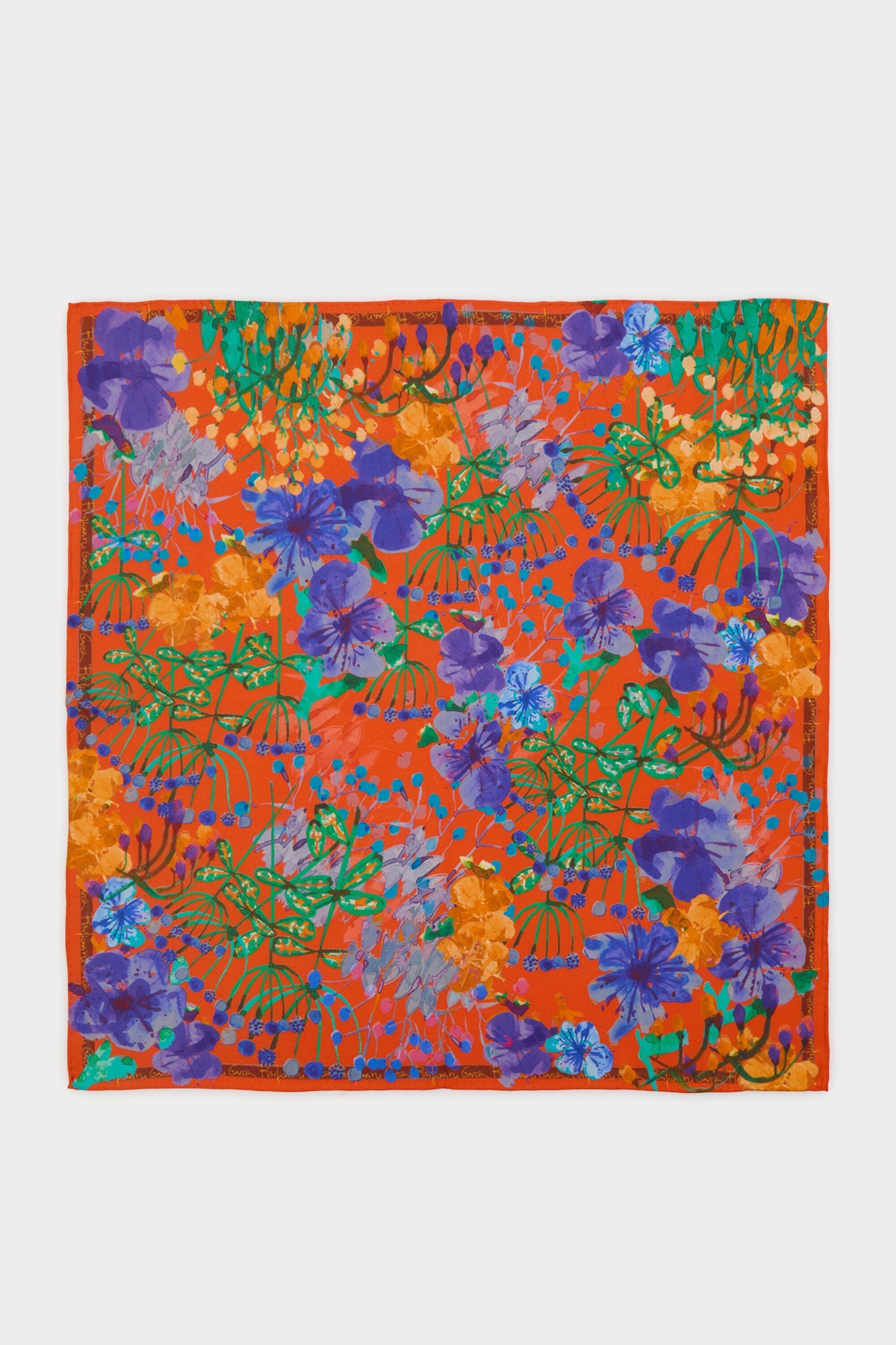 Bandana seda 53 Hibiscus naranja - Purificacion Garcia España