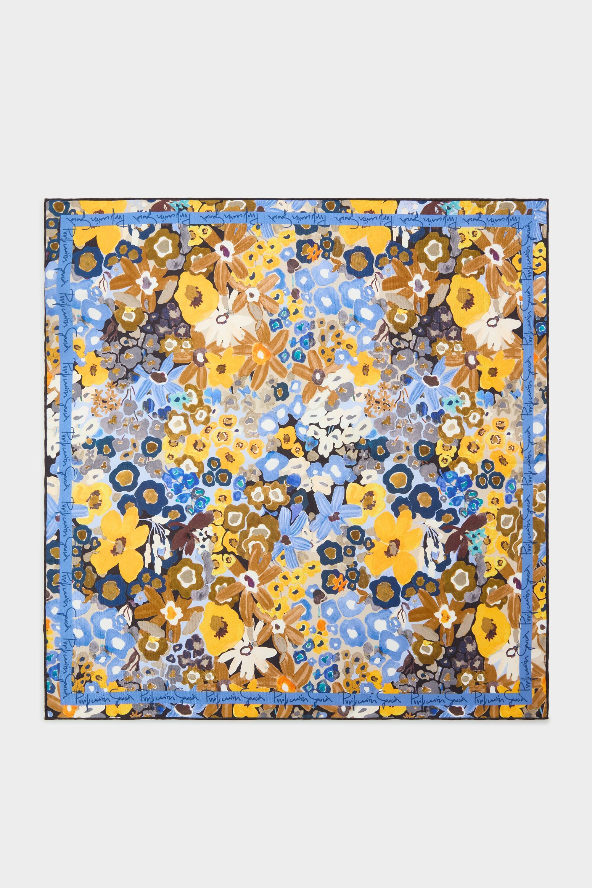 Pañuelo seda 53 Vivaldi azul/amarillo - Purificacion Garcia España